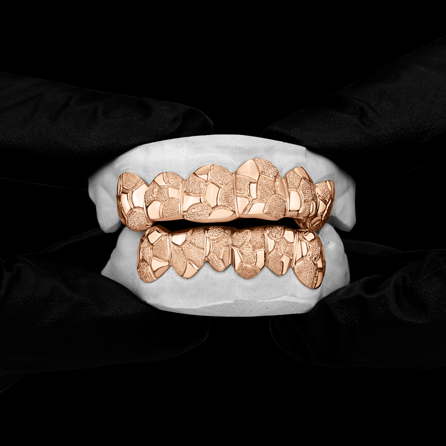Rose Gold Nugget Grillz | Rose Gold Diamond Grillz | GotGrillz