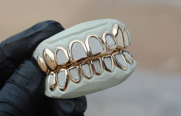 Custom Yellow Gold Open Face Solid K9 Grillz | Buy Teeth Grillz online