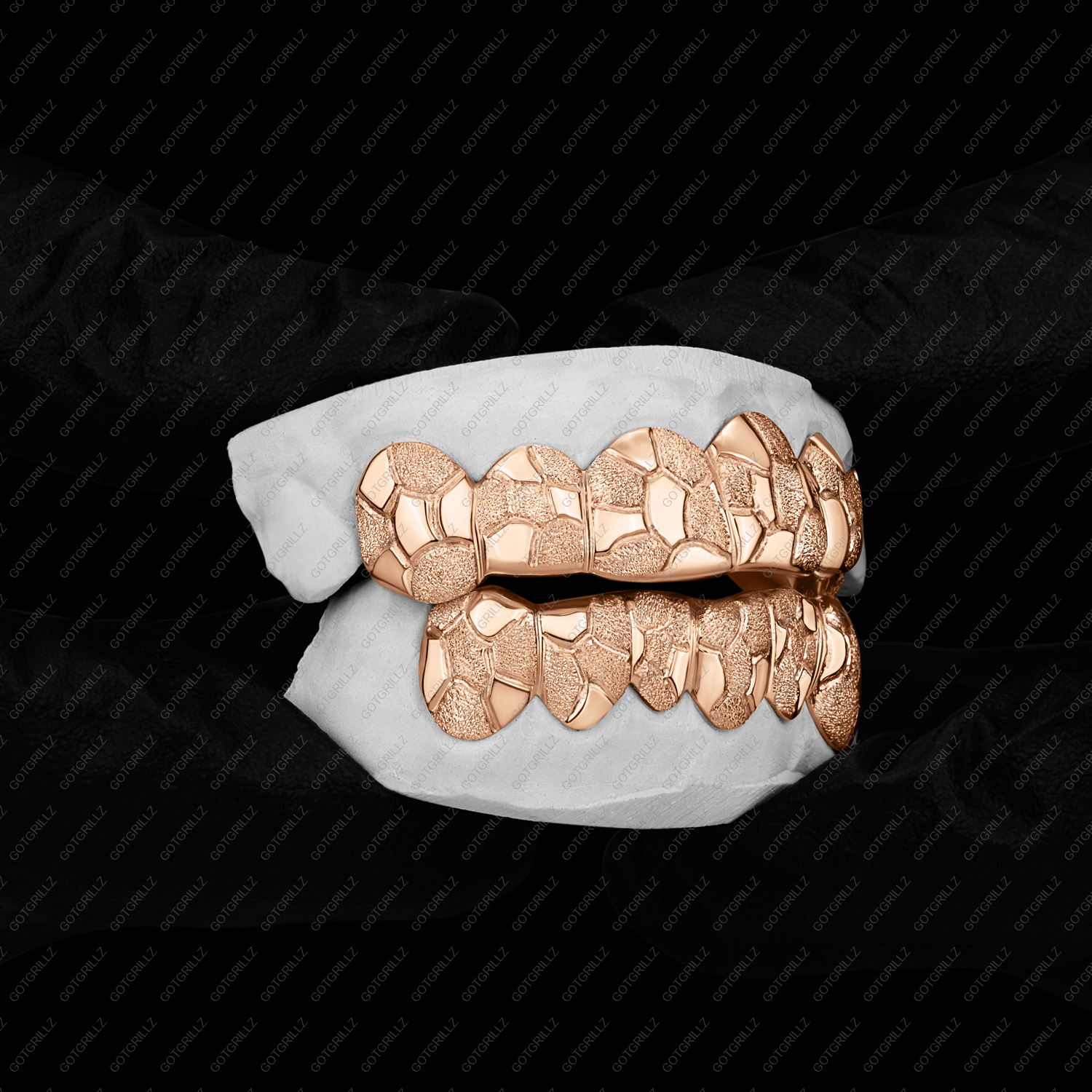 Rose Gold Nugget Grillz | Rose Gold Diamond Grillz | GotGrillz