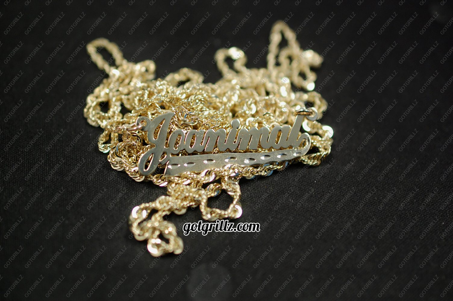 Yellow Gold Custom Diamond Cut Cursive Nameplate Pendant